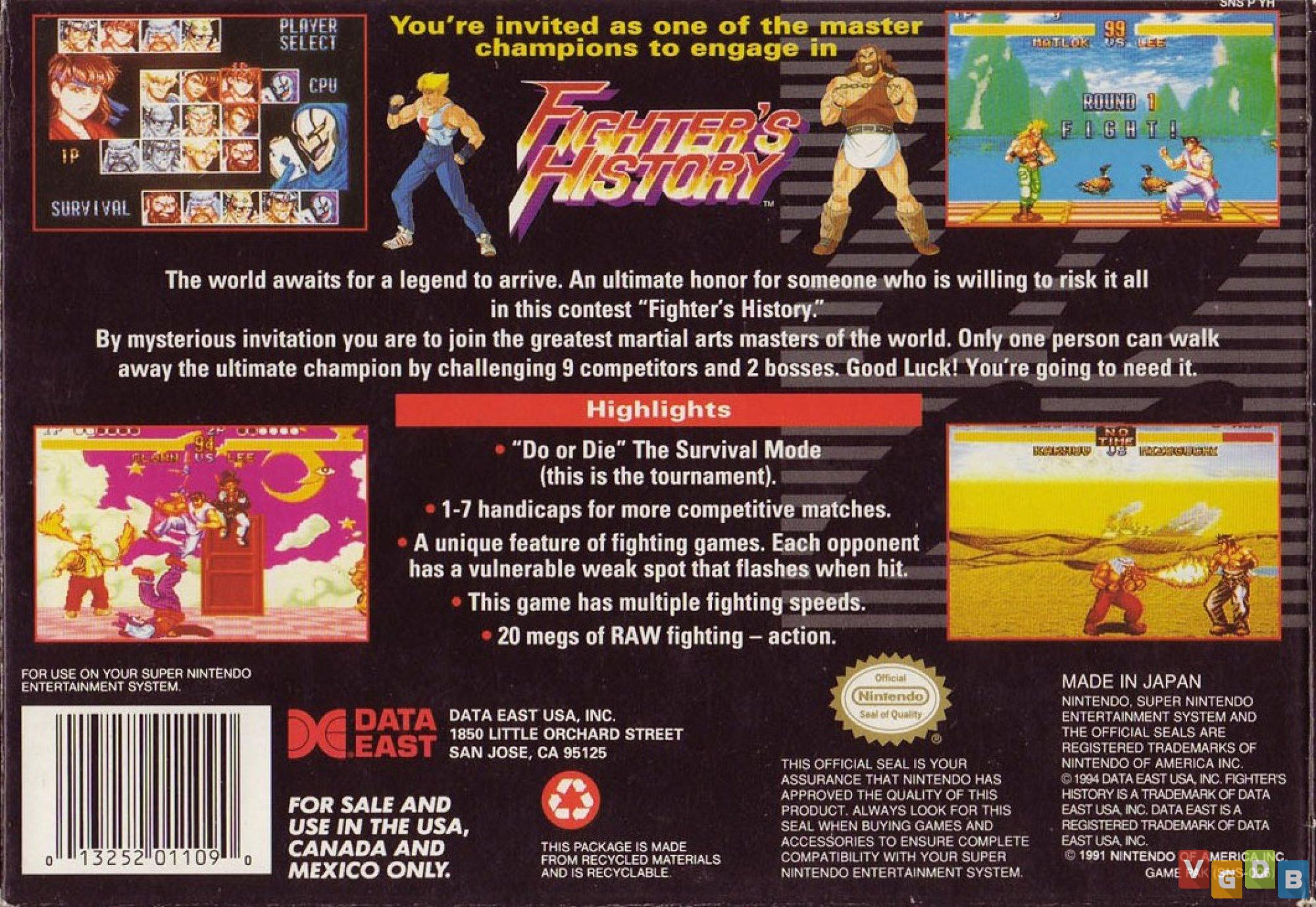 Fighter's History - VGDB - Vídeo Game Data Base