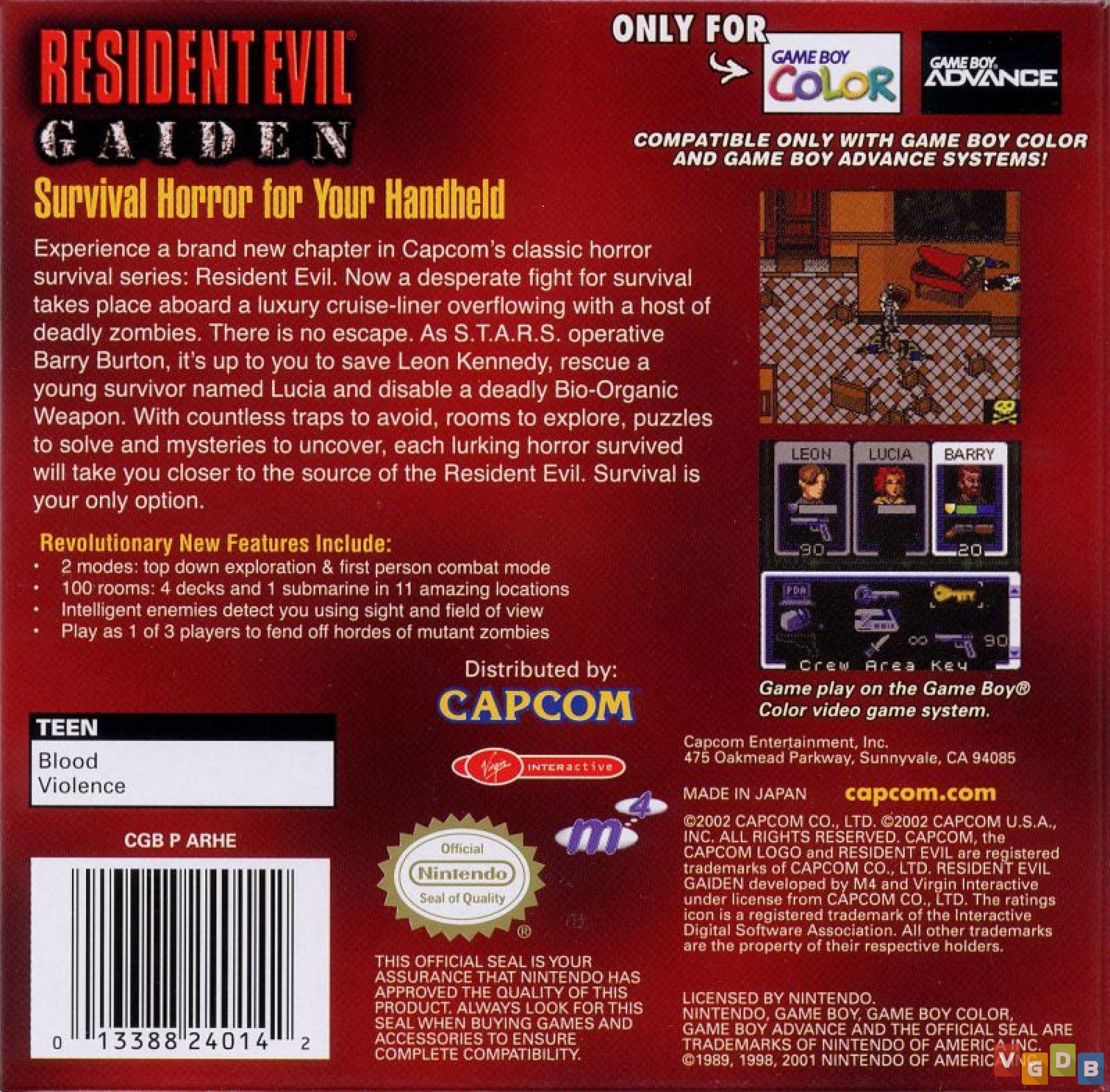 Resident Evil Gaiden - VGDB - Vídeo Game Data Base
